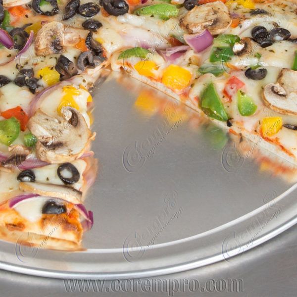 Molde para hacer pizza de aluminio de 18 con borde – Corempro S.A
